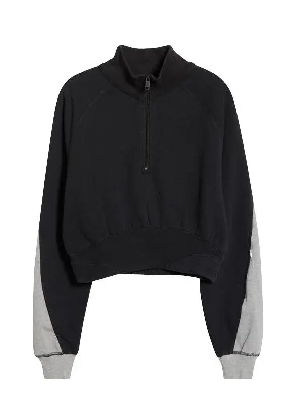 Free People Half Zip Pullover - Black