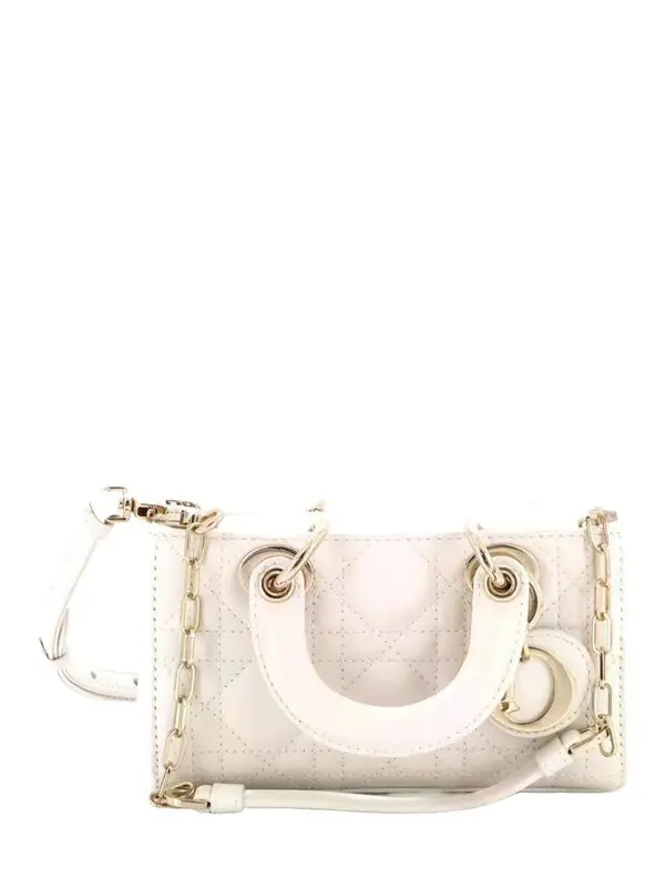 Dior Lady D-joy Cannage Quilt Lambskin Micro Satchel - White