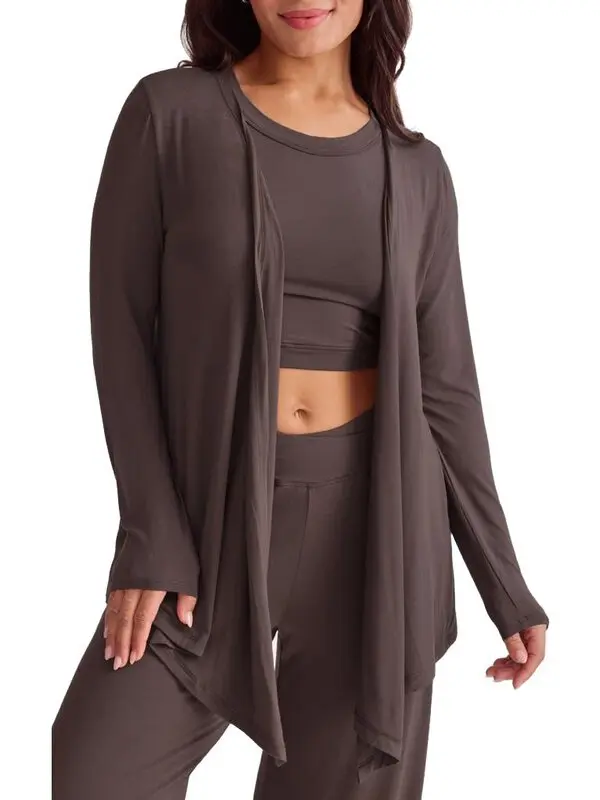 Fleur't Open Front Cardigan - Espresso