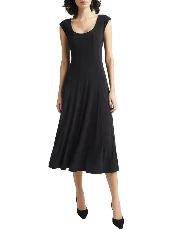 Staud Flared Midi Dress - Black