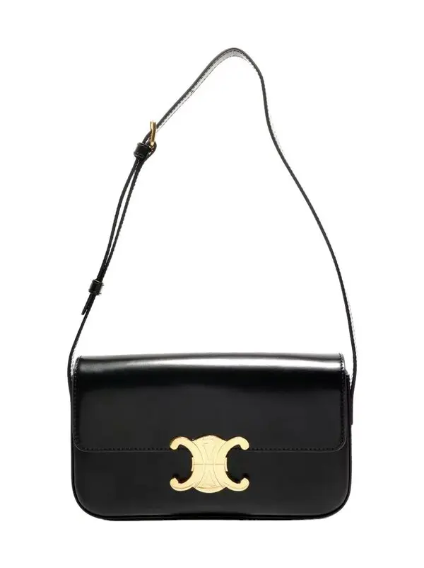 Celine 2021 Triomphe Leather Shoulder Bag - Black