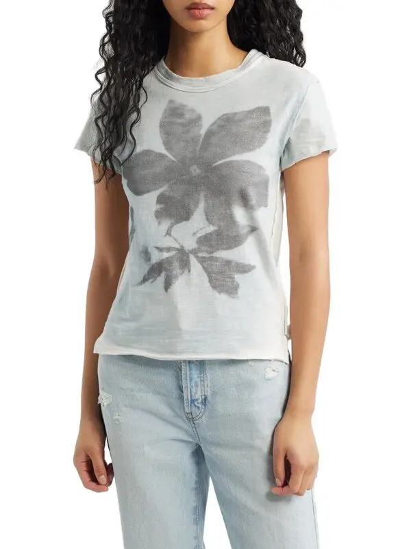 Free People Wall Flower T-shirt - Washed Navy/blue Combo