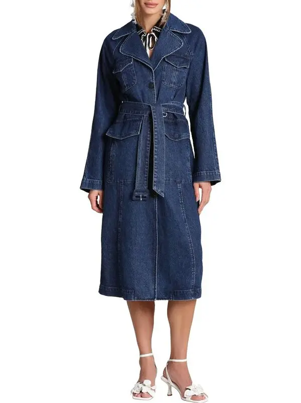 Avec Les Filles Denim Trench Coat - Solano Wash