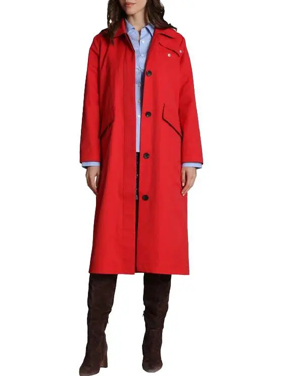 Avec Les Filles Cotton Blend Barn Coat With Side Snaps - Tomato