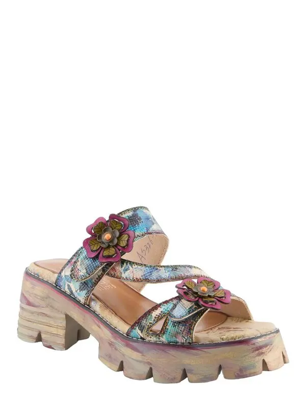 SPRING STEP SHOES Myrina Platform Slide Sandal - Plum Multi