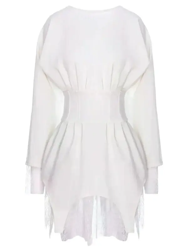 HAMZA Lace Trim Dress - White