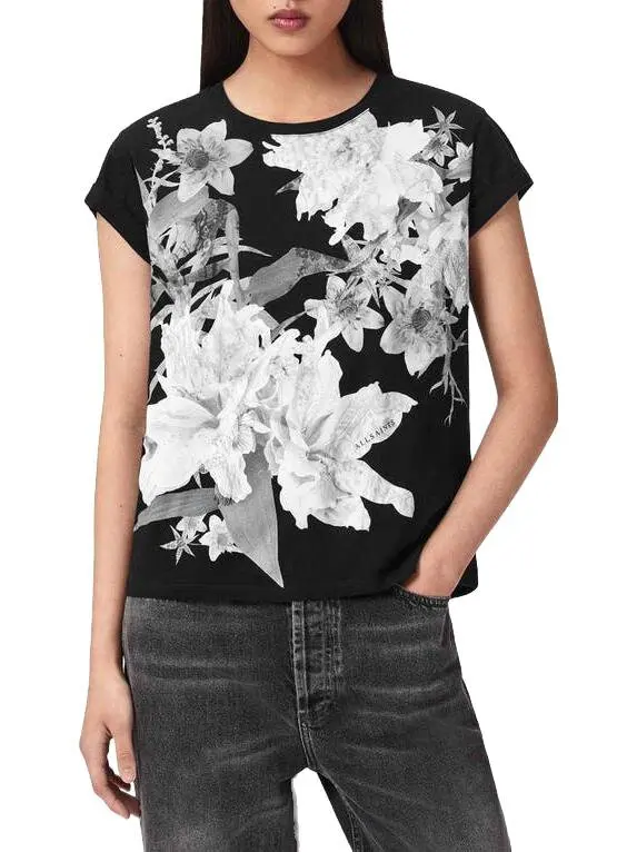 ALLSAINTS Crystal Anna Floral T-shirt - Black