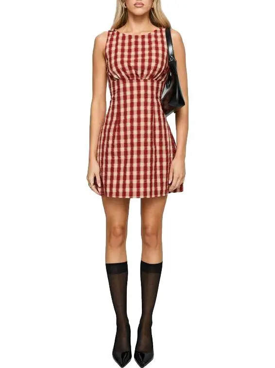 Princess Polly Checkered A-line Mini Dress - Red Check