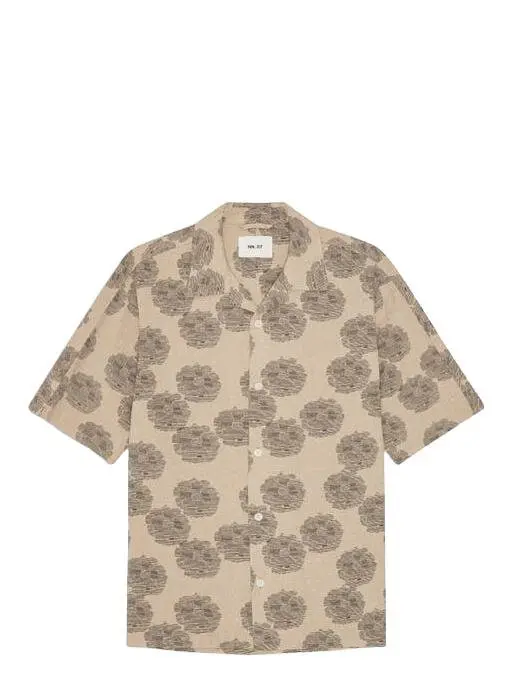 Nn07 Ole 5396 Floral Linen & Organic Cotton Camp Shirt - Oatmeal