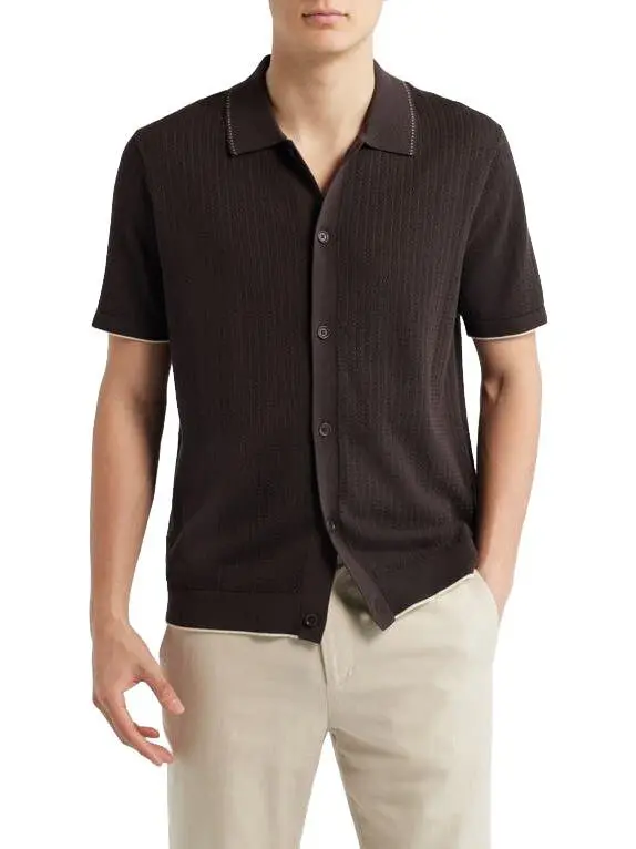Nn07 Nalo 60039 Tipped Polo Cardigan - Deep Truffle