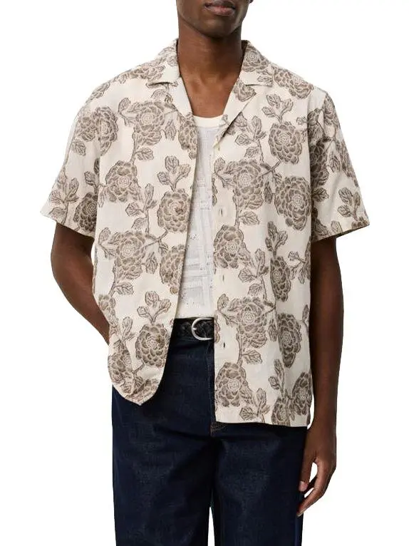 LES DEUX Lesley Floral Jacquard Camp Shirt - Ivory