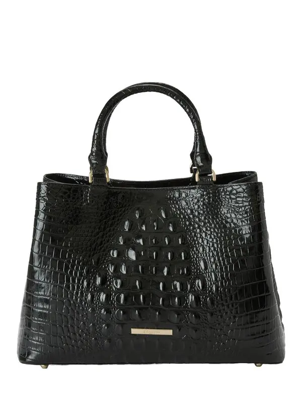 Brahmin Small Denise Croc Embossed Leather Satchel - Black