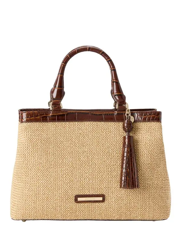 Brahmin Small Denise Croc Embossed Leather Satchel - Pecan Windswept