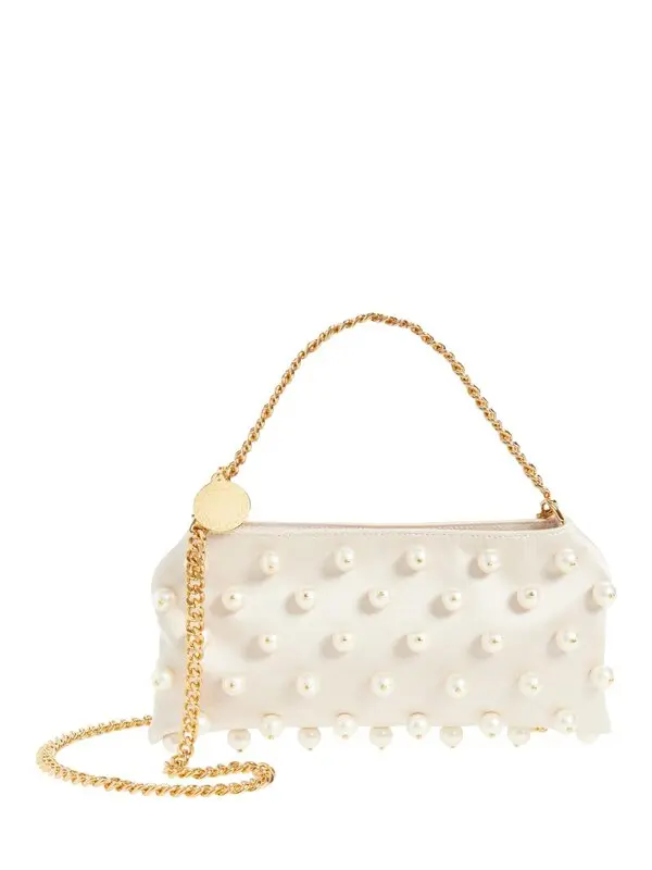 Stella McCartney Mini Falabella Pearly Bead Embellished Evening Bag - Pure White
