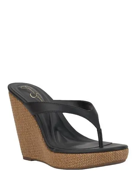 Jessica Simpson Jyseta Platform Wedge Flip Flop - Black