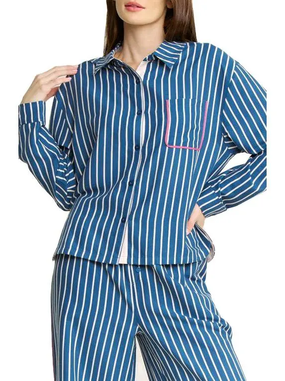 Honeydew Intimates Button-up Shirt - Pacific Stripe