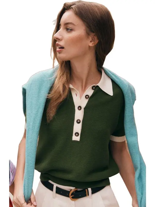 Boden Cotton & Cashmere Polo - Courtyard Green