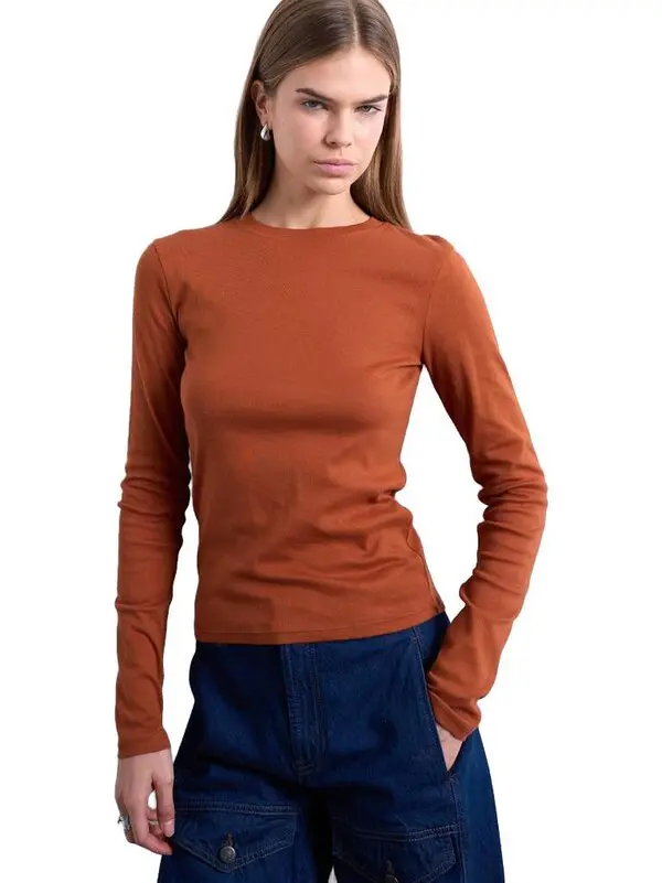 Topshop Everyday Long-sleeve T-shirt - Rust