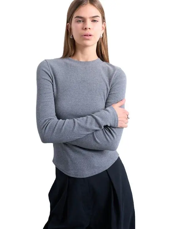 Topshop Ribbed Crewneck Top - Grey