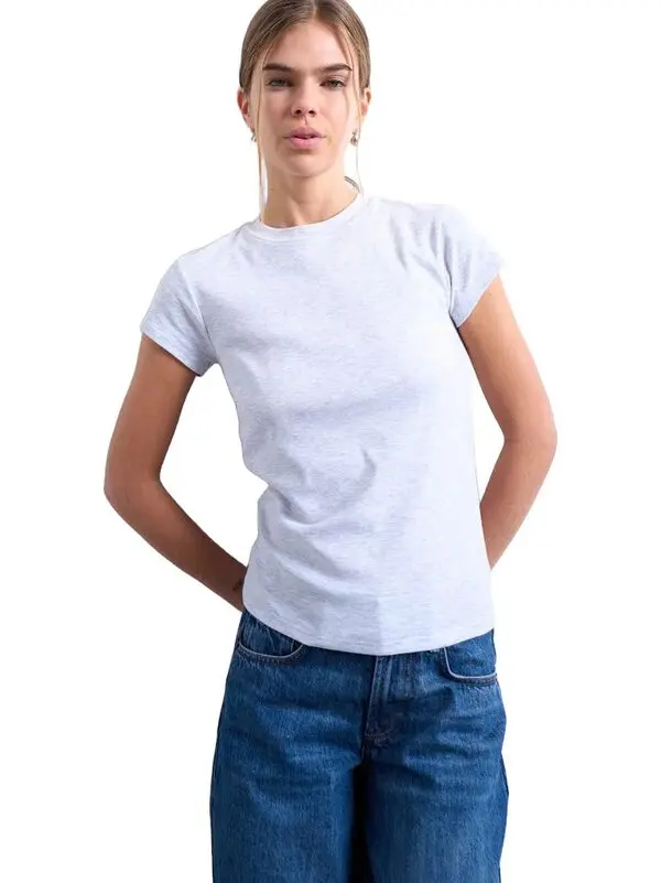 Topshop Cotton Blend T-shirt - Stone