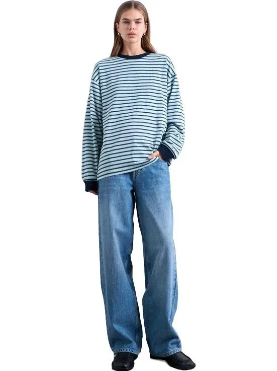 Topshop Slouchy Skater Cotton T-shirt - Medium Blue