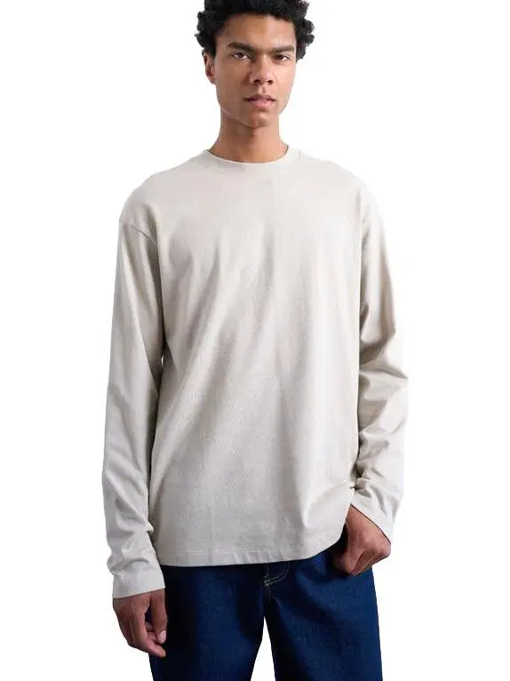Topman Relaxed Fit Long Sleeve Cotton Rib T-shirt - Stone
