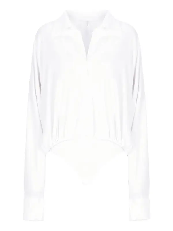 Norma Kamali Oversized Shirt Bodysuit - White