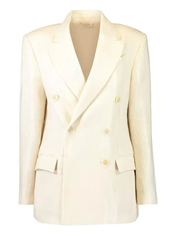 Brunello Cucinelli Linen Double-breasted Jacket - White