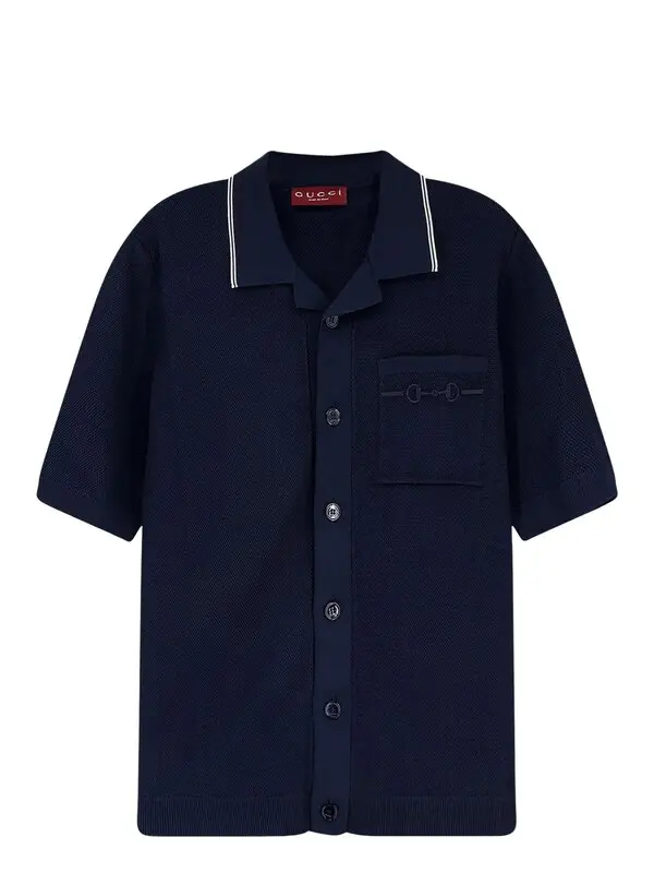 Gucci Polo Shirt With Clamp Embroidery - Blue