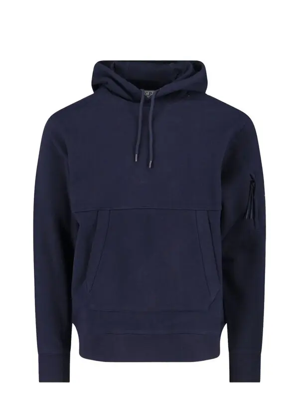 C.P. COMPANY Cotton Hoodie With Logo Detail - Blue