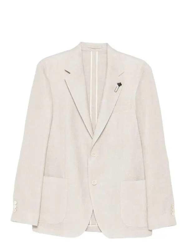 LARDINI Wool And Linen Blazer - Beige
