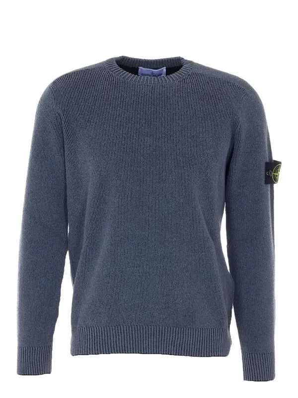 Stone Island Crew Neck Sweater With Logo - Grey
