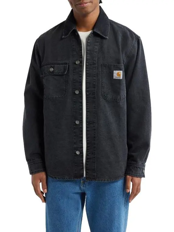 Carhartt Work In Progress Cotton Canvas Shirt Jacket - Black/black (dusky Canvas)