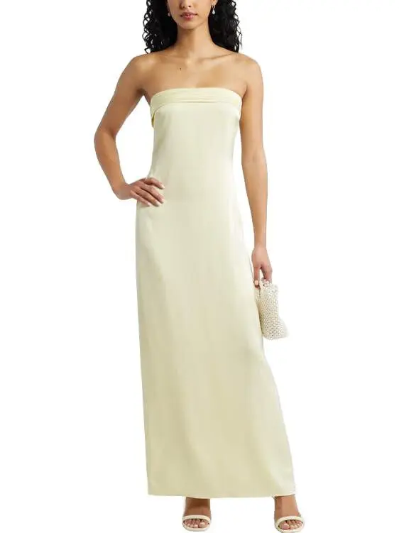 Bp. Strapless Satin Gown - Yellow Frost