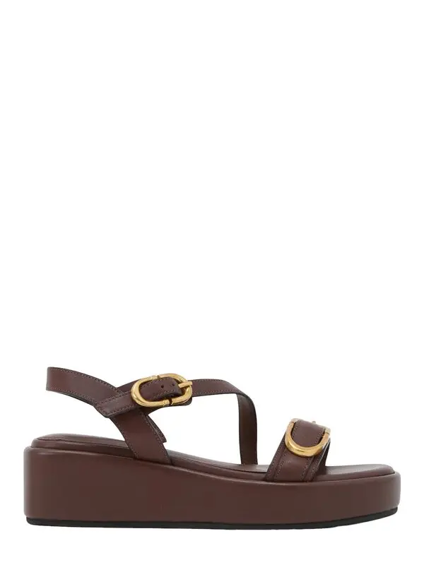 REISS Slingback Platform Wedge Sandal - Chocolate