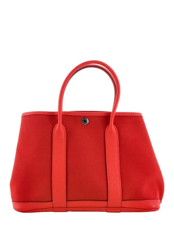 HERMES Garden Party 30 Tote Toile And Leather - Rouge Tomate