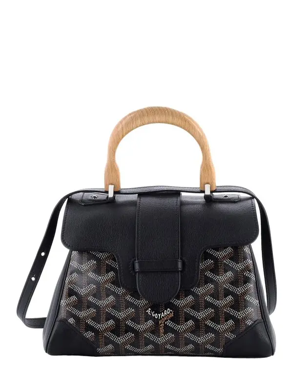 GOYARD Saigon Top Handle Mini Bag Coated Canvas With Leather - Black