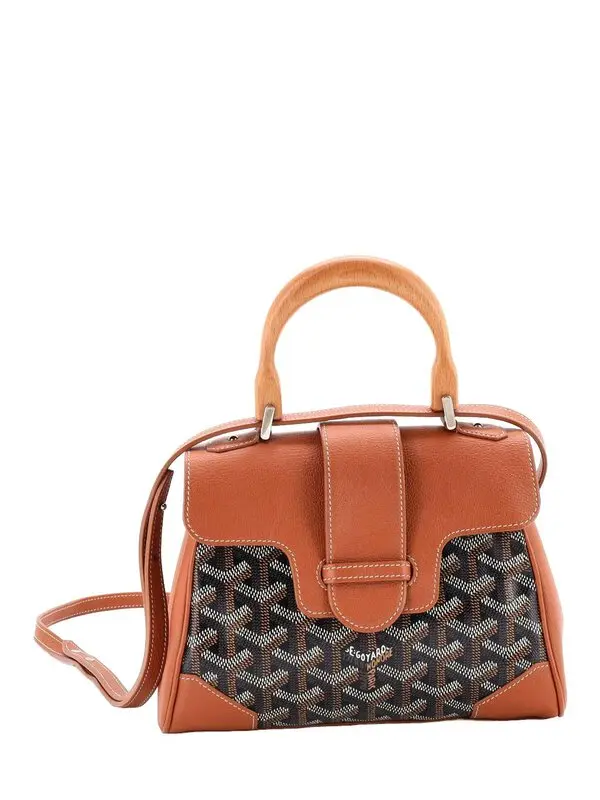GOYARD Saigon Top Handle Bag Coated Canvas With Leather Mini - Brown