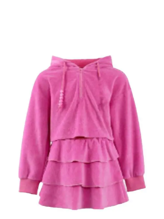 MIA BELLE GIRLS Terry Hoodie And Ruffle Skirt Set - Pink