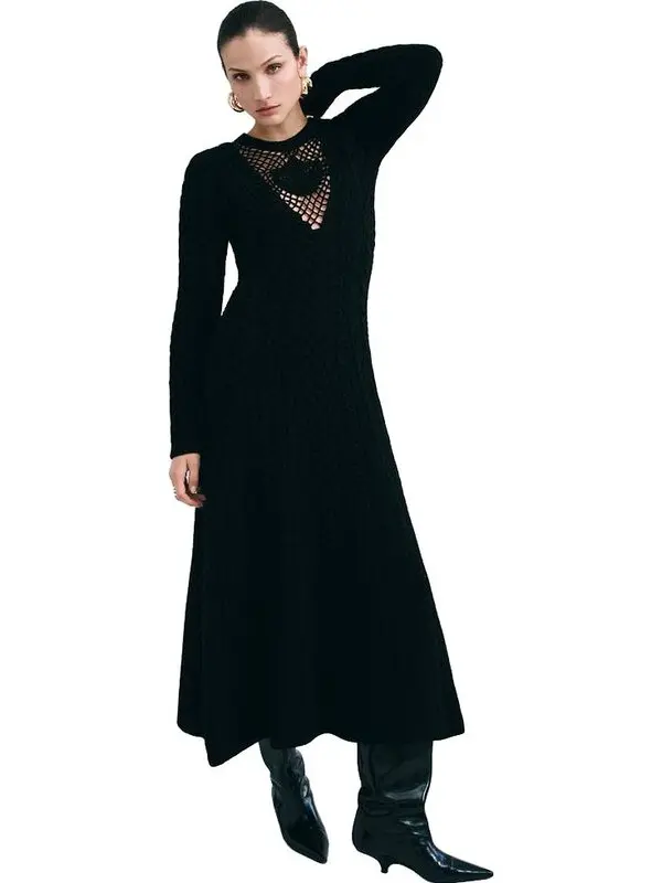 DODIEE Cable-knit Maxi Dress - Black