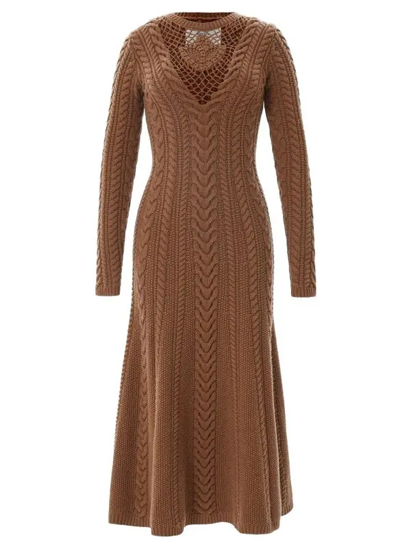 DODIEE Cable-knit Maxi Dress - Camel