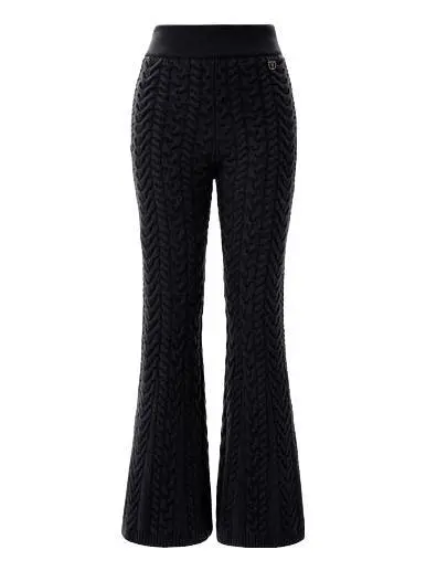 DODIEE Lily Cable-knit High-waisted Pants - Black
