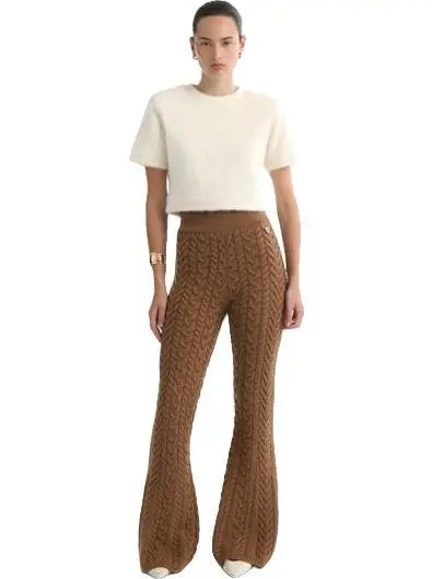DODIEE Lily Cable-knit High-waisted Pants - Camel
