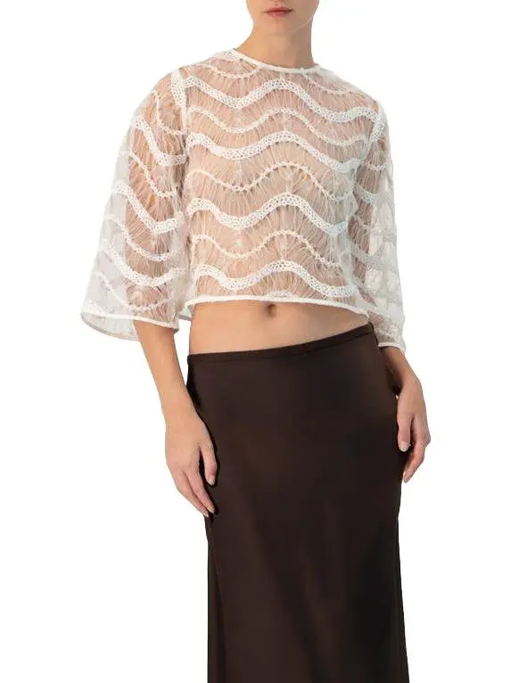 IVONNE Bell Sleeve Sheer Blouse - Ivory