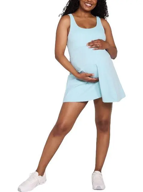 Motherhood Maternity Sleeveless Active Mini Dress With Shorts - Aqua