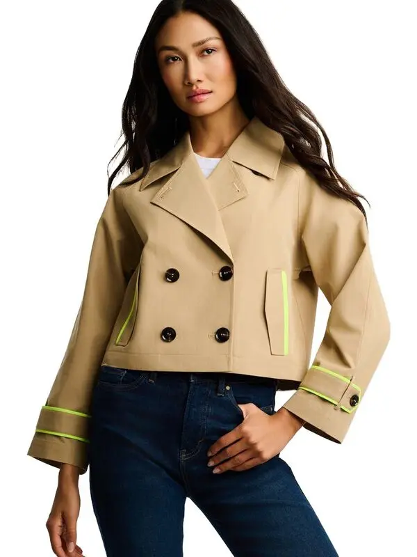 Lisa Todd Cropped Double-breasted Trench Jacket - Natural Neon