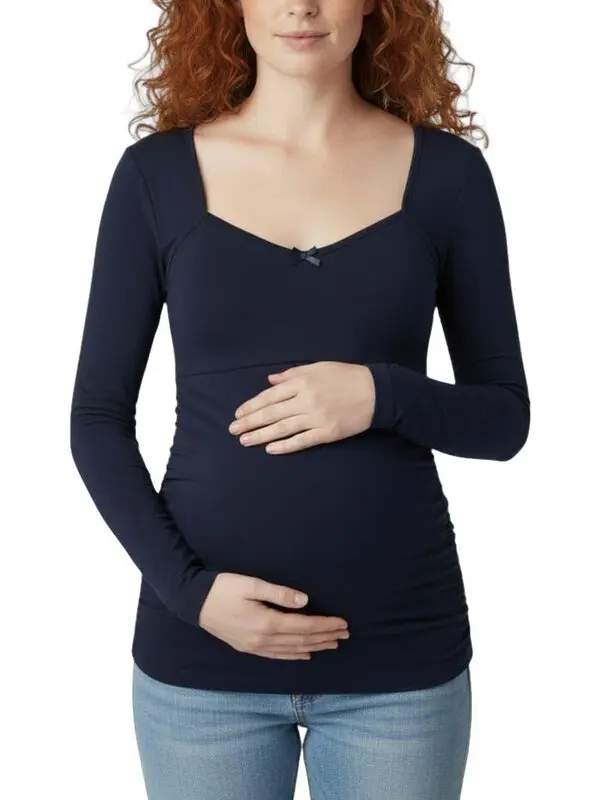 Motherhood Maternity Sweetheart Side-ruched Long Sleeve Tee - Peacoat