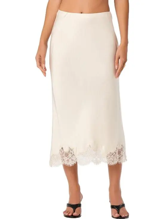 Astr The Label Lace Trim Midi Skirt - Ivory