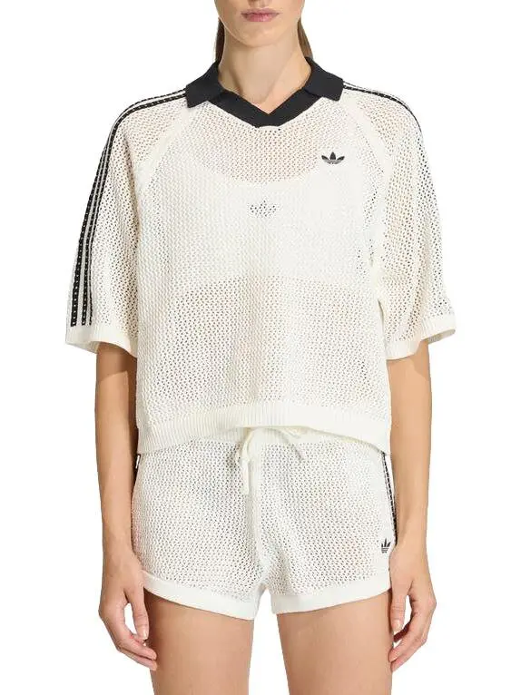 Adidas Originals By Alexander Wang Open Stitch Polo Sweater - Off White