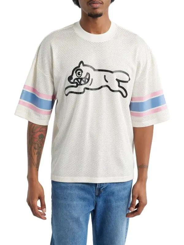 ICECREAM Hike Oversize Running Dog Mesh Graphic T-shirt - Antique White